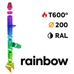 Kit cos fum inox colorat la exterior pt semineu fi 200