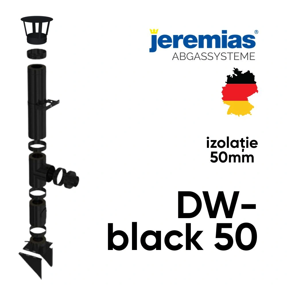 Cos de fum inox izolat DW-black 50 otel vopsit negru